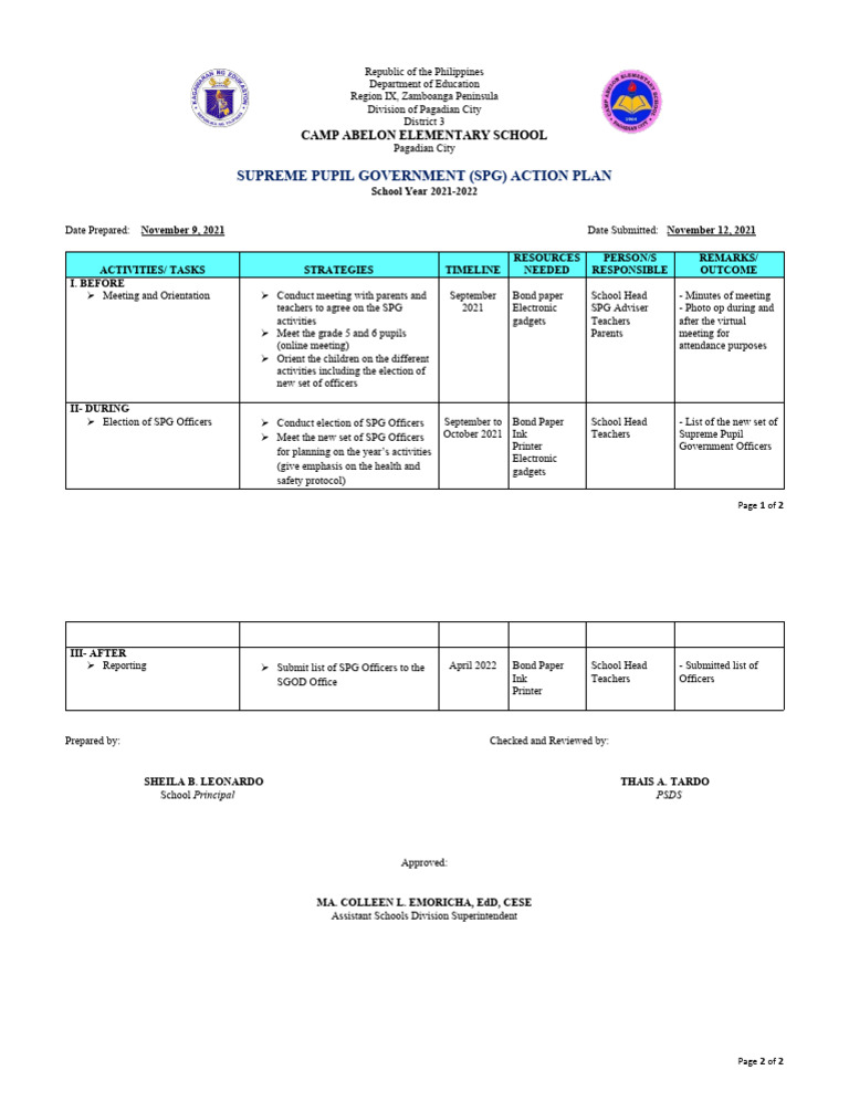 SPG Action Plan | PDF