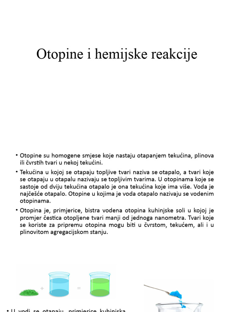 Otopine I Hemijske Reakcije | PDF