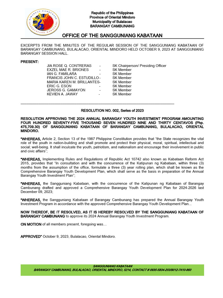 Resolution of Abyip 2024 | PDF | Government | Philippines