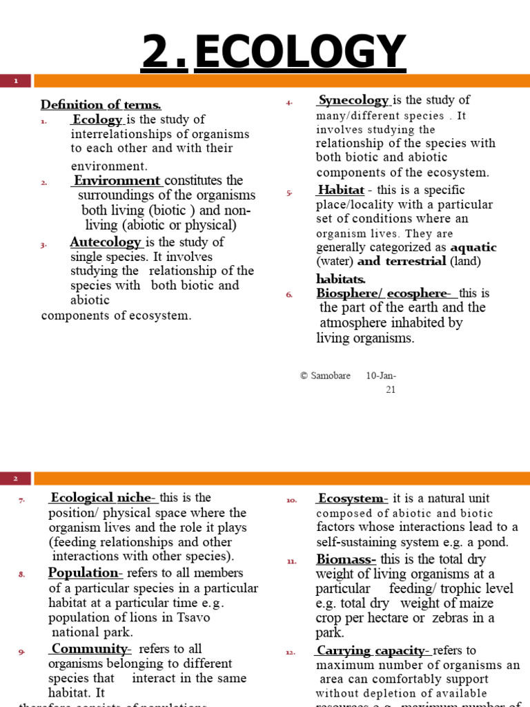 Form 3 Ecology Study Notes | PDF | Food Web | Predation