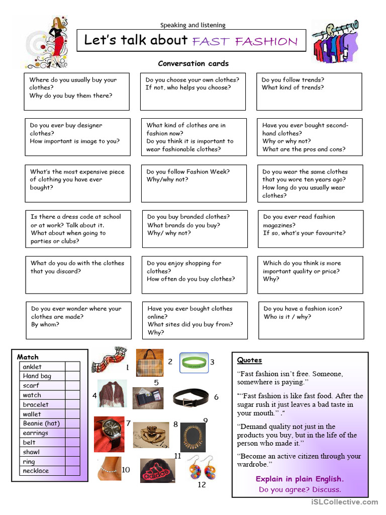 b1 Speaking Fashion | PDF | Fashion | Clothing