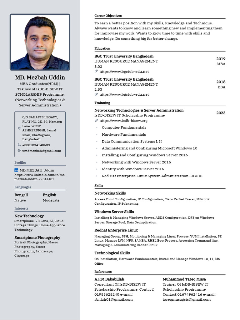 CV of MD - Mezbah Uddin | PDF | Red Hat | Microsoft Windows CV of MD - Mezbah Uddin | PDF | Red Hat | Microsoft Windows