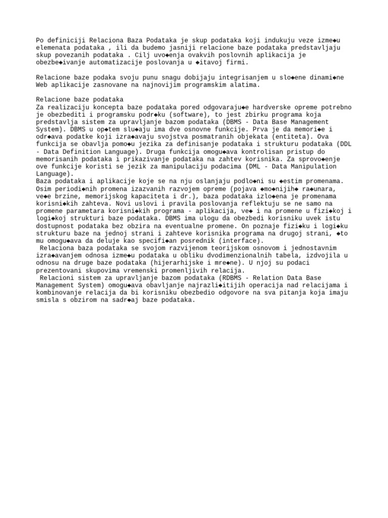 Relacione Baze Podataka | PDF