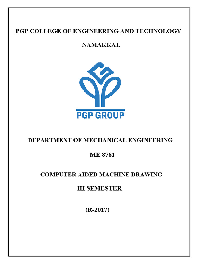 ME 8381 - Computer Aided Machine Drawing Manual-PGP | PDF | Screw | Engineering Tolerance