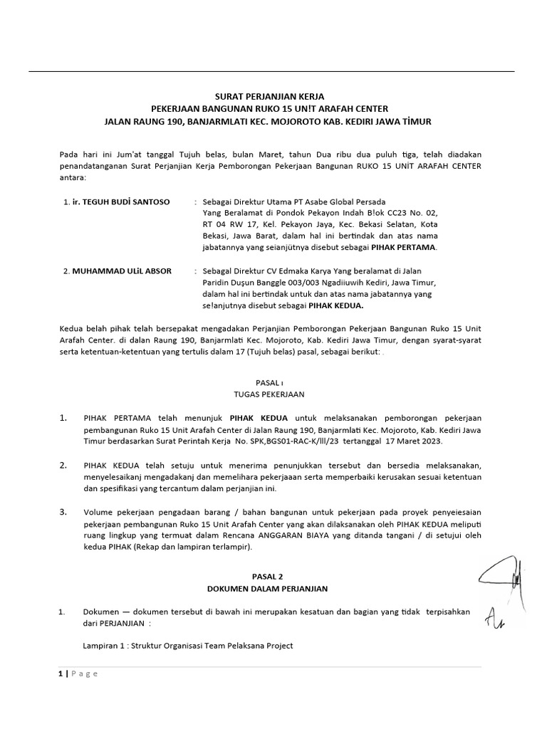 Edmaka Kontrak Ruko Kediri | PDF