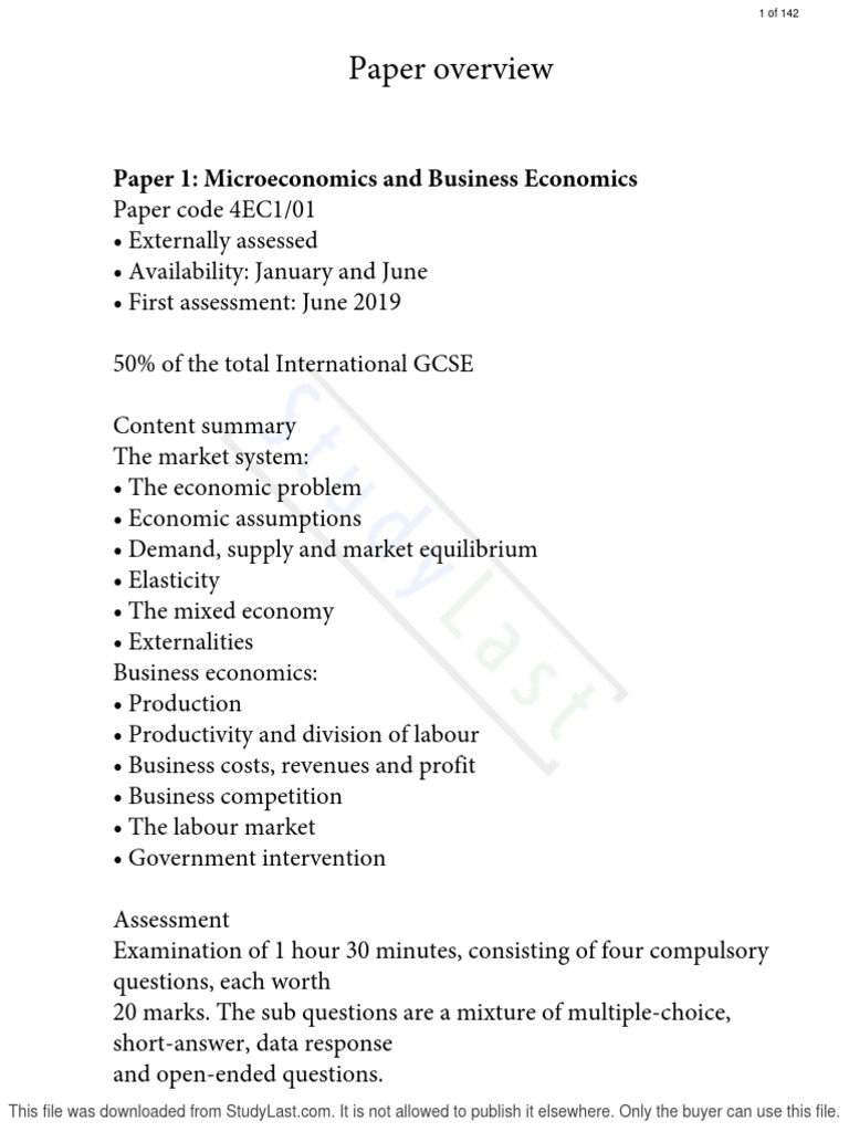 Edexcel IGCSE Economics Overview | PDF | Inflation | Economics
