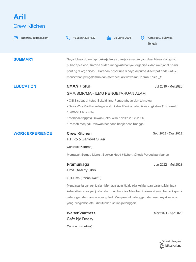 Contoh CV Kita Lulus | PDF