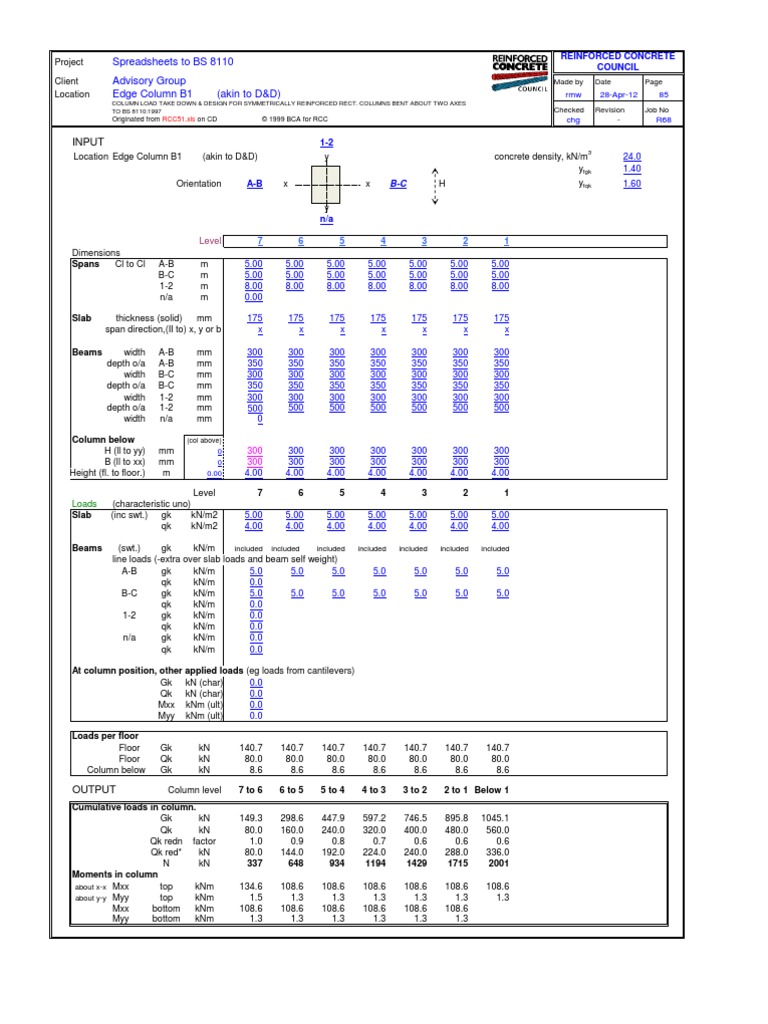 RCC51 Column Load Take-Down & Design | PDF | Column | Structural Engineering