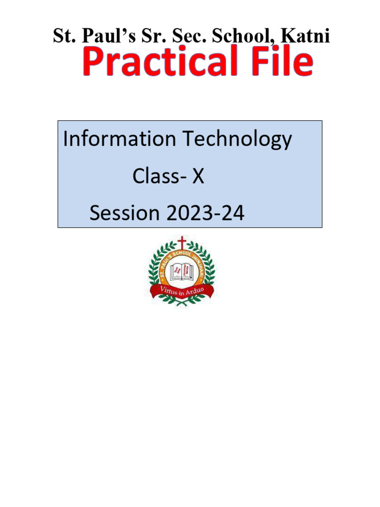 10th IT Practical File 2023-24 - 231023 - 203216 | PDF | Worksheet | Spreadsheet