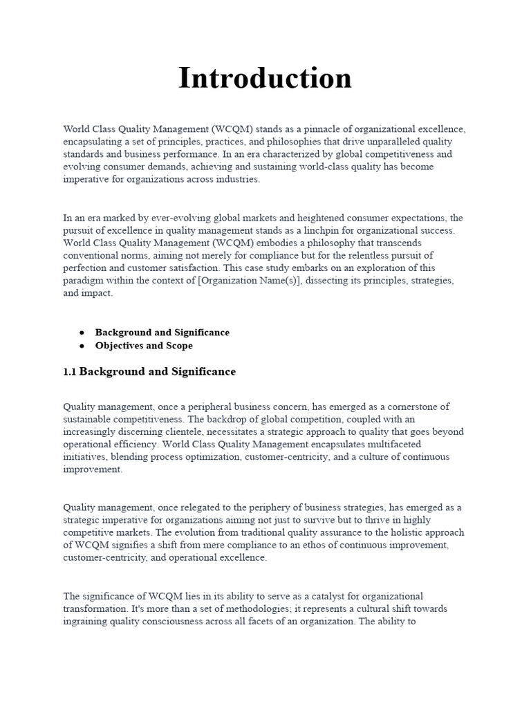 World Class Management Project | PDF | Quality Management | Quality ...