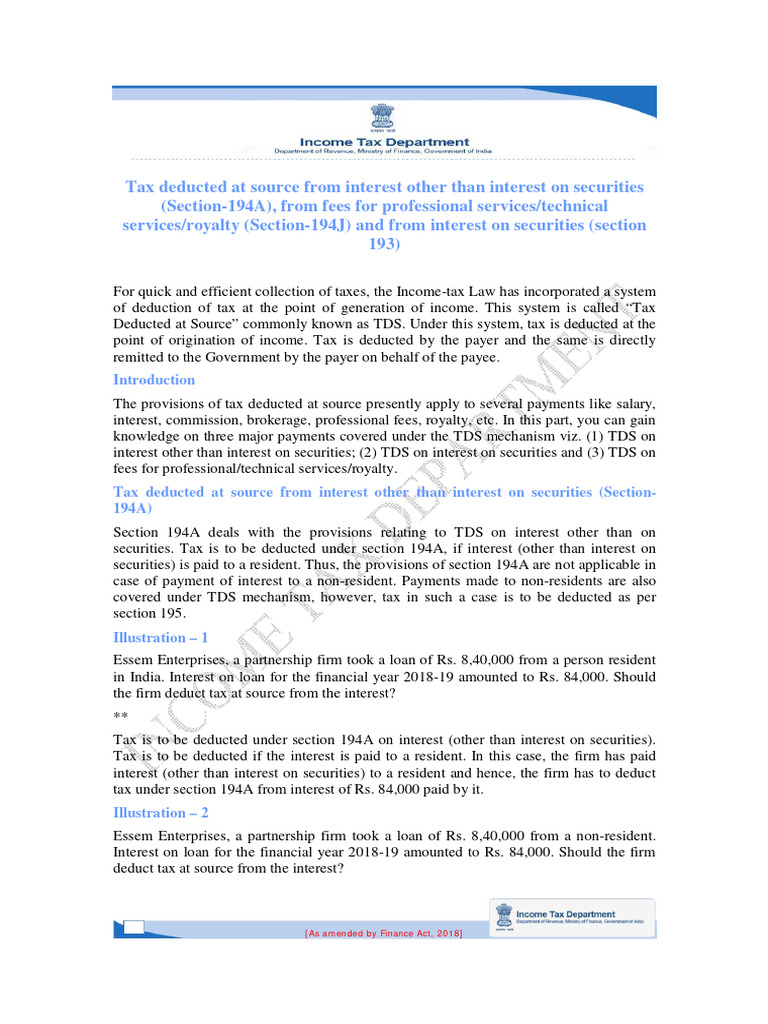 TDS Guide: Interest & Professional Fees | PDF