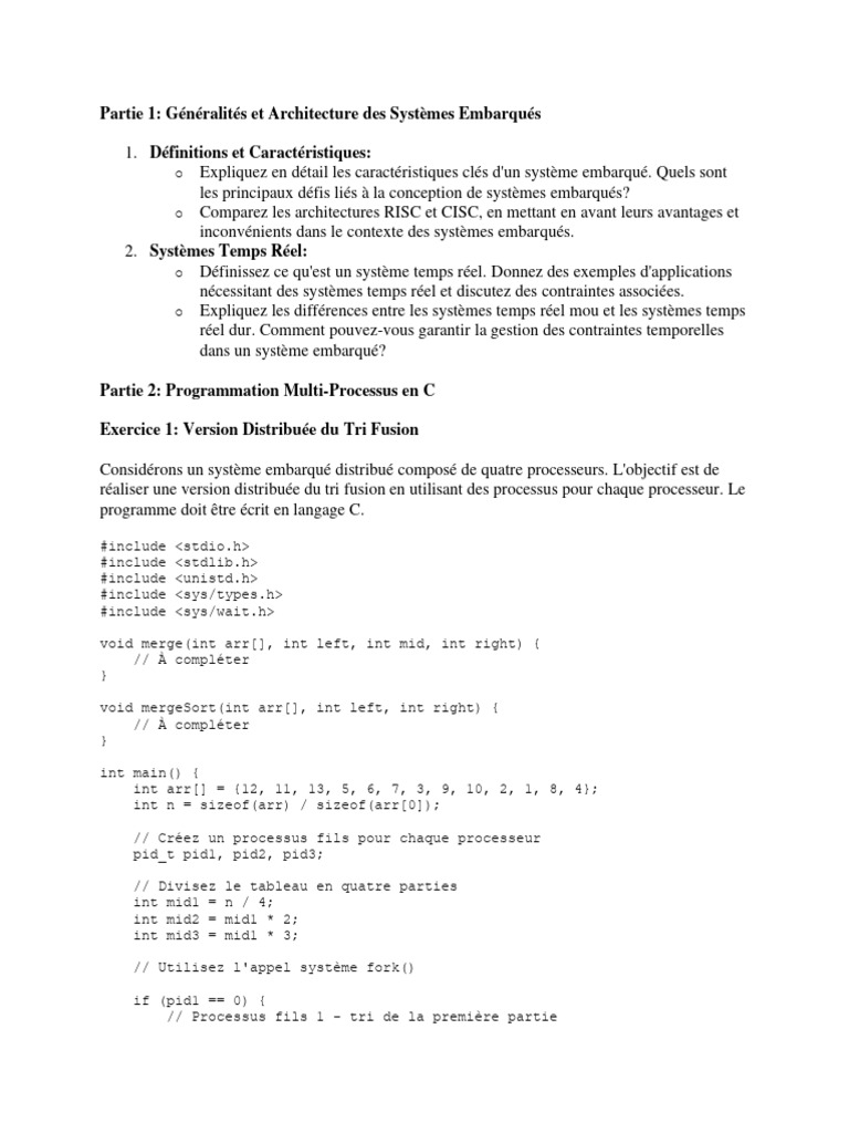 Systs Embarqués TD 1 | PDF | Thread (informatique) | Application