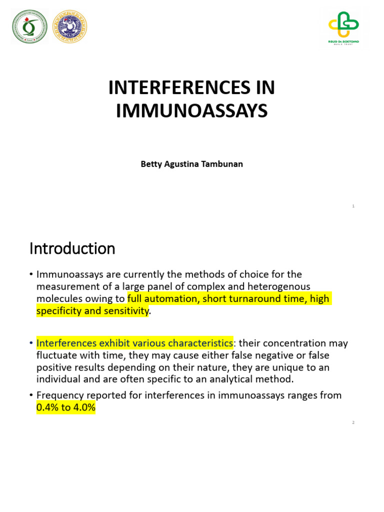 Interferences in Immunoassays | PDF | Immunoassay | Scientific Techniques