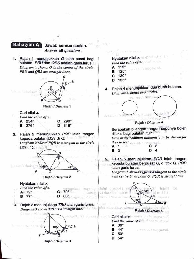 Tangents and Angles in Circles Exercise | PDF