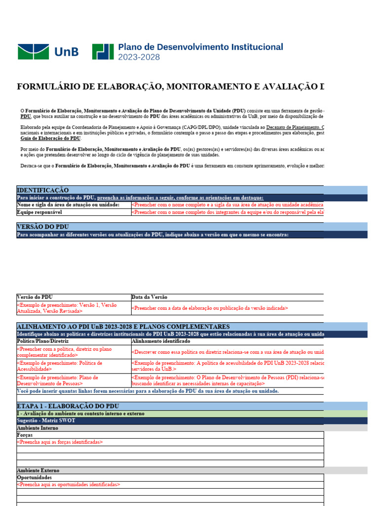 Formulario de Elaboracao Monitoramento e Avalicao PDU | PDF | Orçamento ...