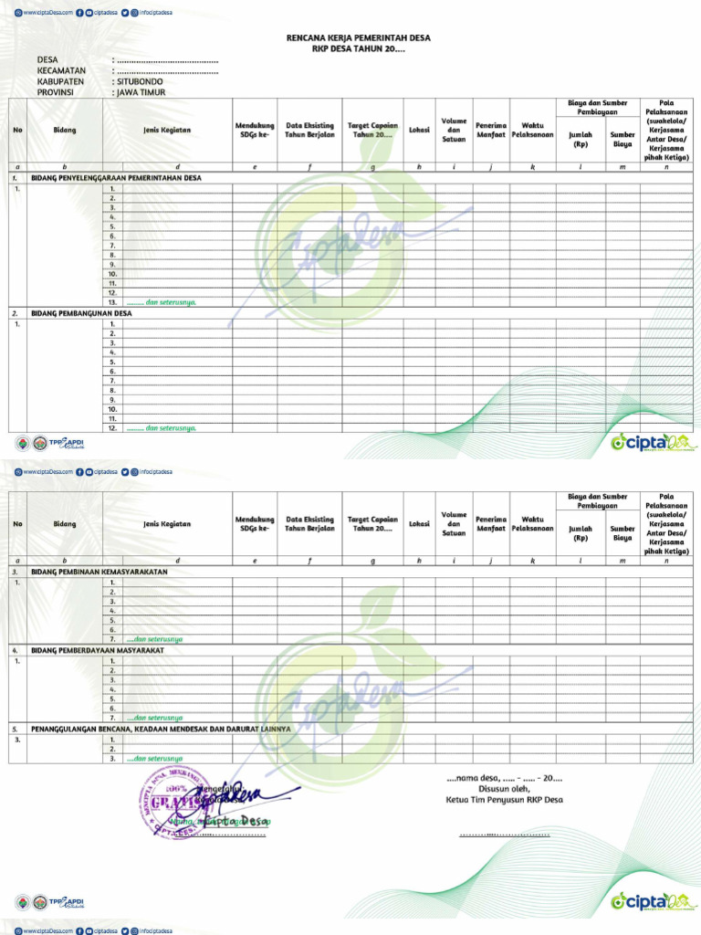 Daftar RKP Desa (WWW - Ciptadesa.com) | PDF