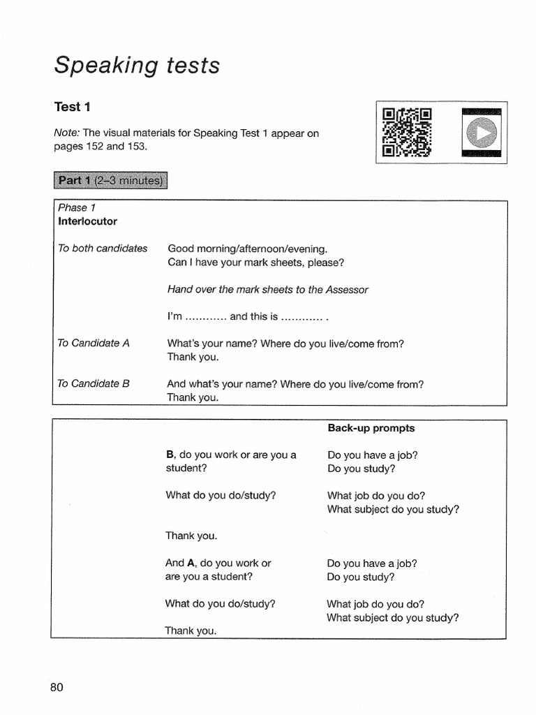 B1 Preliminary Speaking | PDF