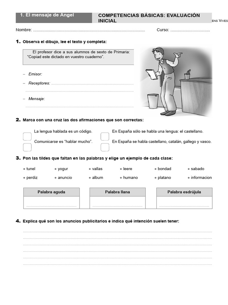 CB 01-05 Lengua 6 2013 Pruebas Eval | PDF