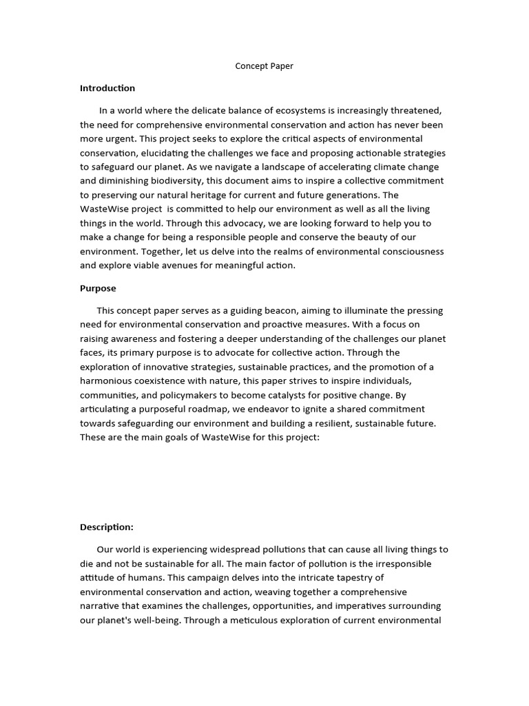 Concept Paper-WPS Office | PDF | Conservation Biology | Sustainability
