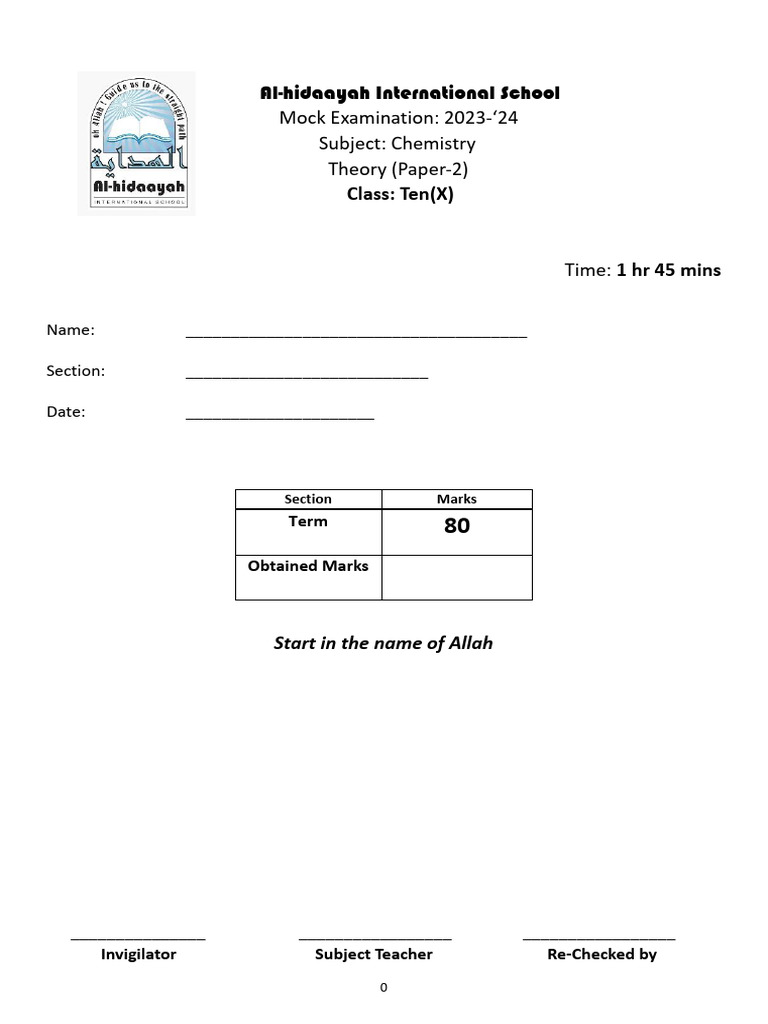 Class10 Mock 1 Re Exam Question | PDF