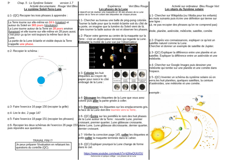Activités sur le Système Solaire | PDF | Lune | Soleil