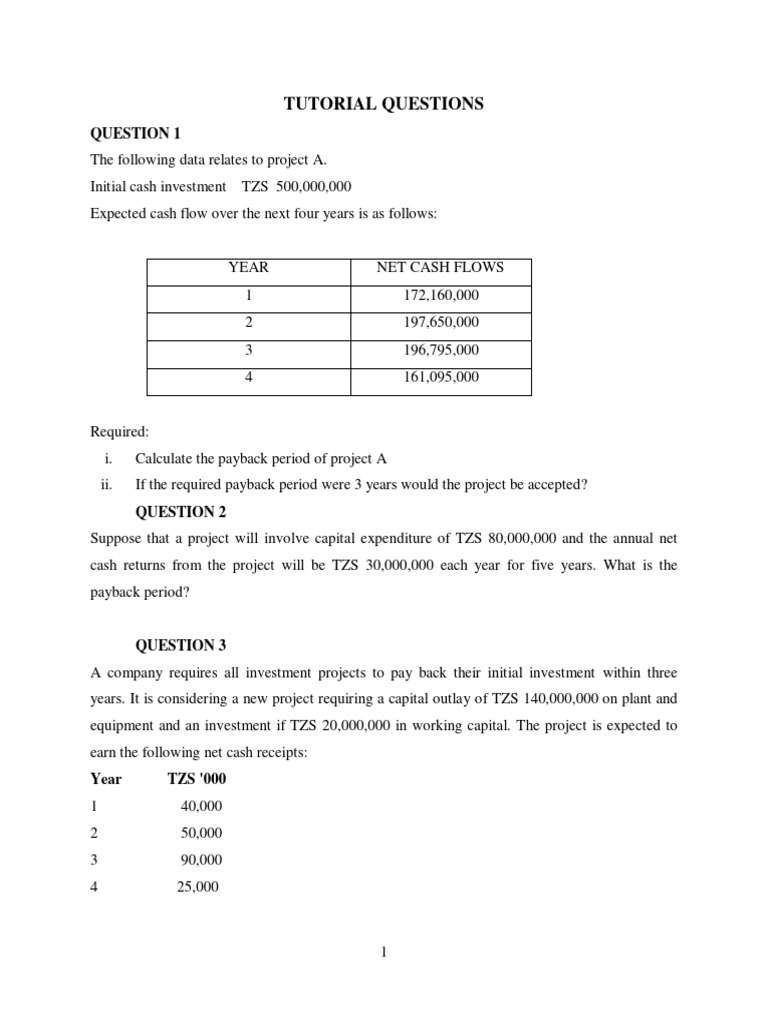 Tutorial Questions - Capital Budgeting 2023-1 | PDF | Net Present Value ...