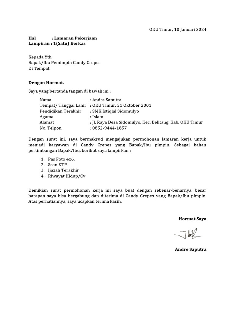 Contoh Surat Lamaran | PDF