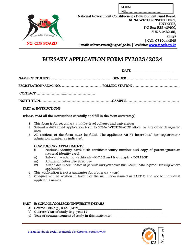 Suna West CDF Bursary Form 2023-24. (3) | PDF | Government