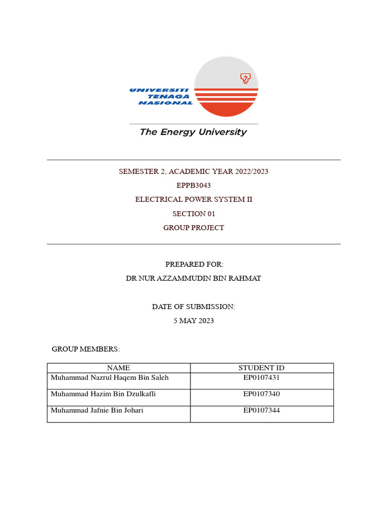 Group Project Report Electrical Power System II | PDF | Electrical ...
