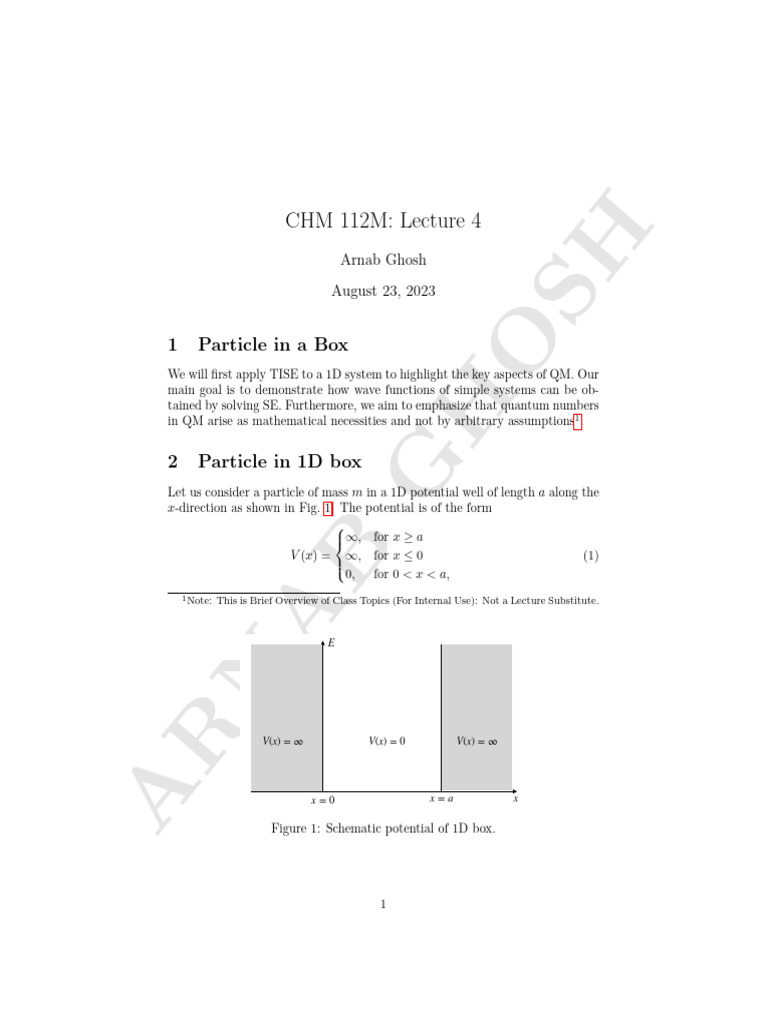 Ghosh: CHM 112M: Lecture 4 | PDF | Mathematical Physics | Applied Mathematics