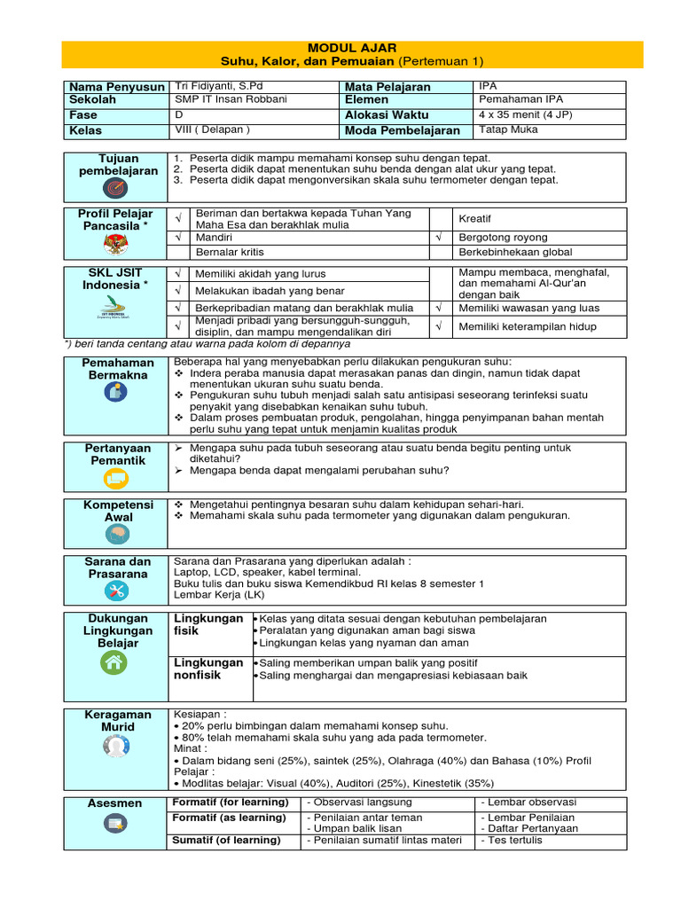 Alfi Modul Ajar Suhu 1 | PDF