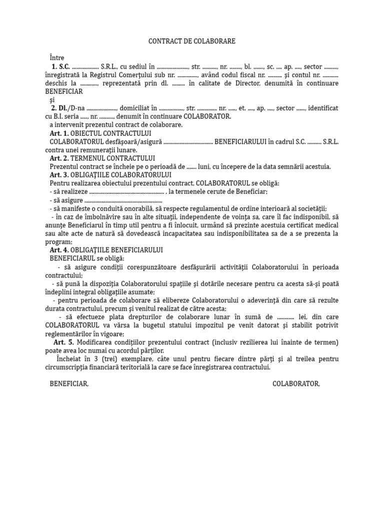 Contract de Colaborare SC To Pfa | PDF
