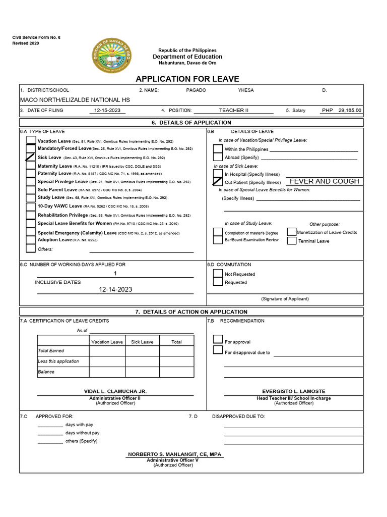 Form 6 New | PDF | Parental Leave | Sick Leave