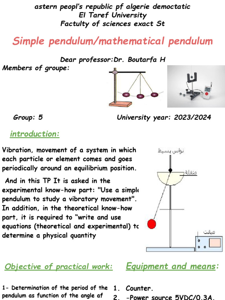 TP Phy 4 | PDF | Pendulum | Force