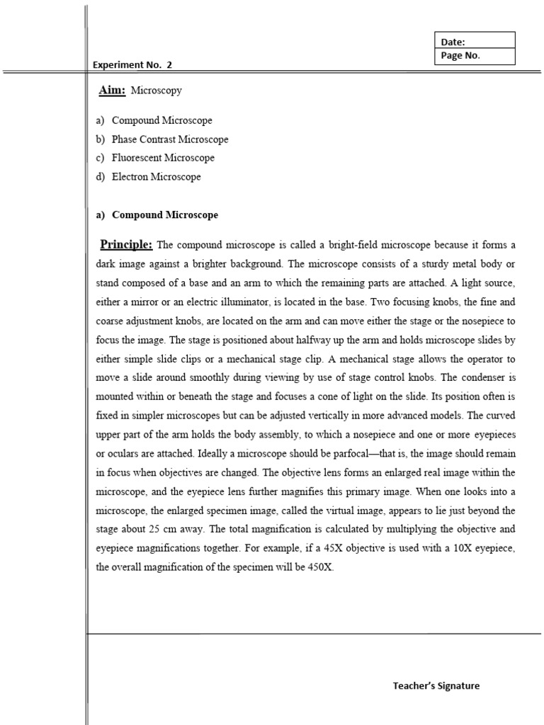 Expt. 2 - Micros | PDF | Microscope | Microscopy
