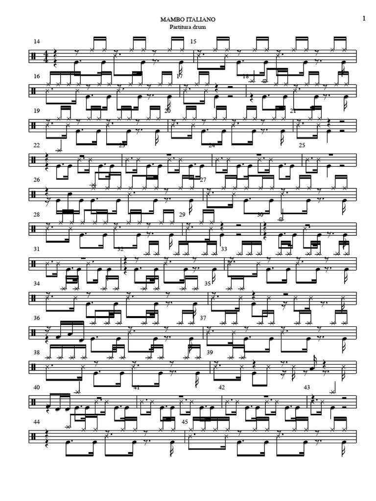 Partitura drum MAMBO ITALIANO | PDF