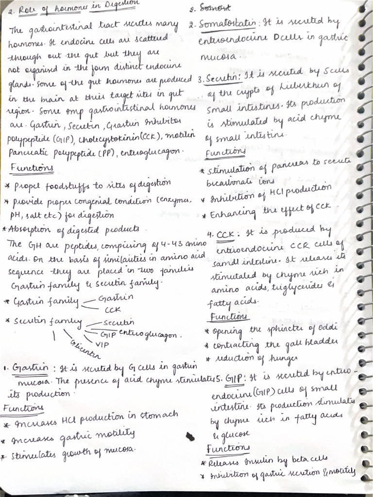 Role of Hormones in Digestion | PDF