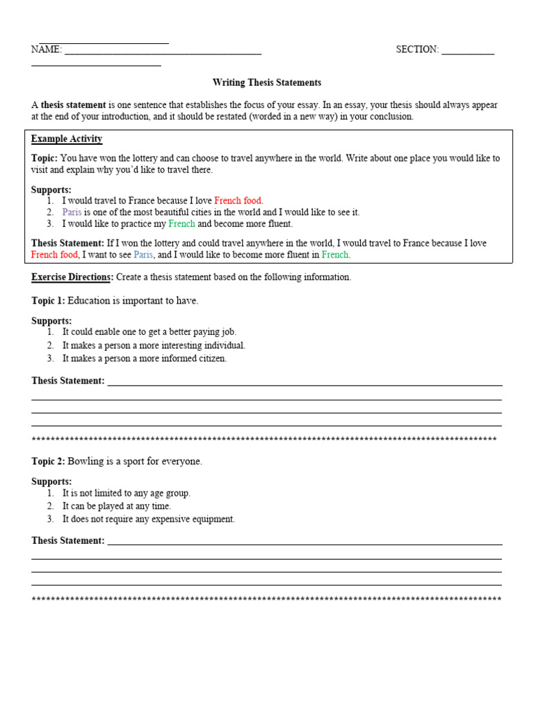 Writing Thesis Statements | PDF | Essays