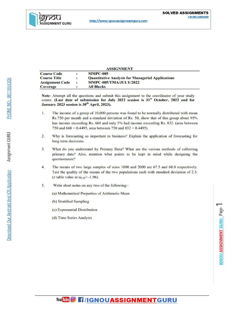 MMPC 005 EM 2022 23 IGNOUAssignmentGuru - GURUji Uq7eys | PDF