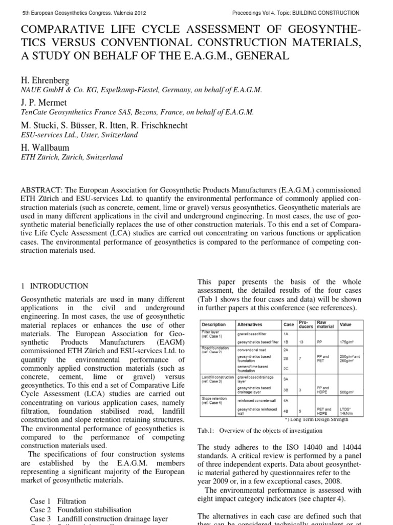 Comparative Life Cycle Assessment of Geosynthetics Versus Conventional ...
