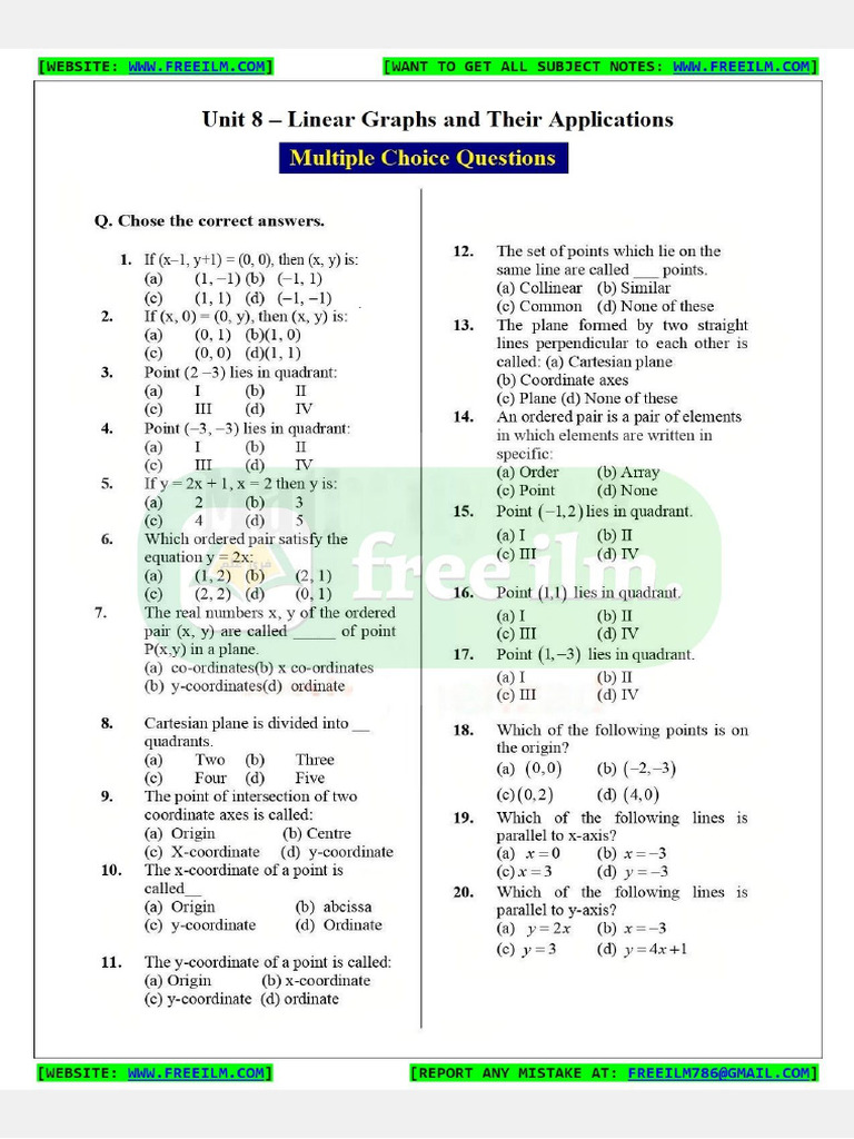 9th Math, CH 8, MCQs | PDF