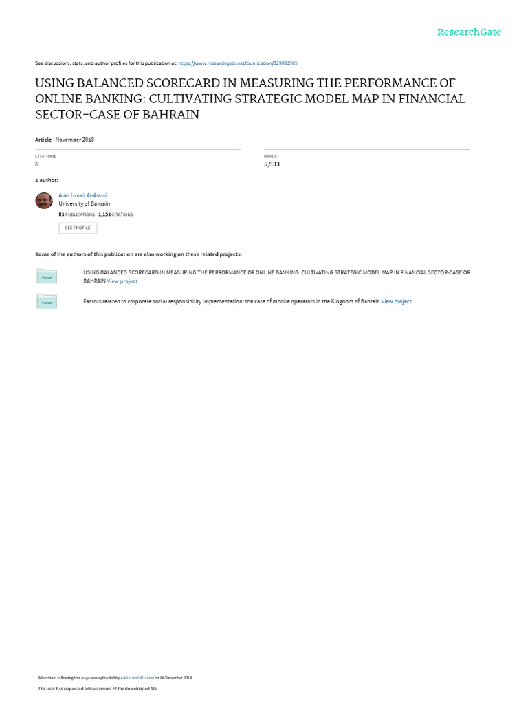 Using Balanced Scorecard in Measuring The Performance of Online Banking ...