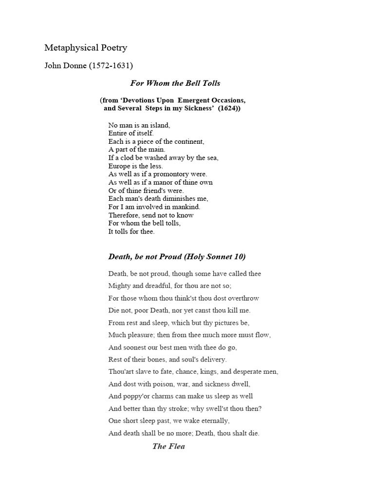 Metaphysical Poetry Class Notes | PDF