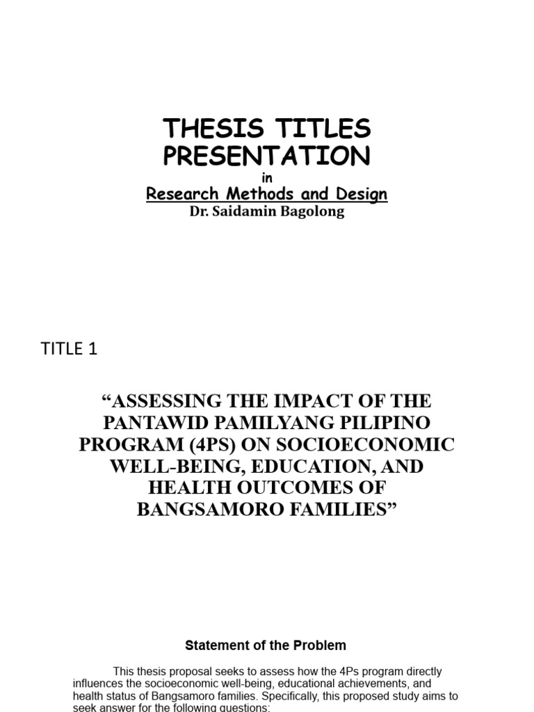 Thesis Titles Presentation | PDF | Employment | Job Satisfaction
