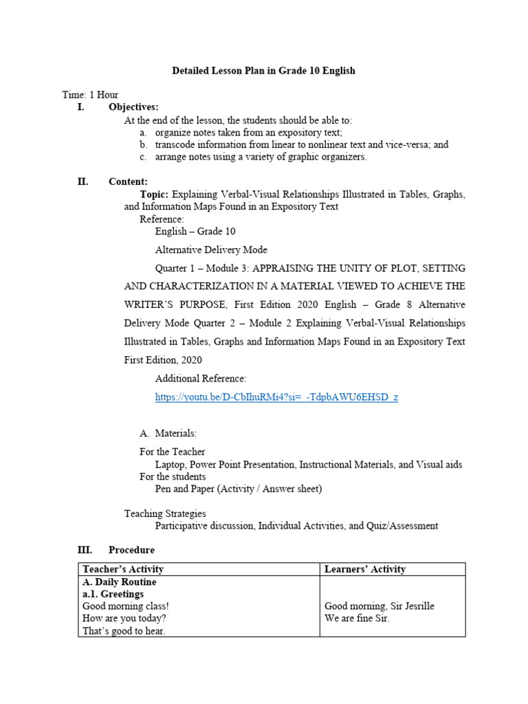Detailed Lesson Plan in Grade 8 Module 2 Q2 | PDF | Lesson Plan