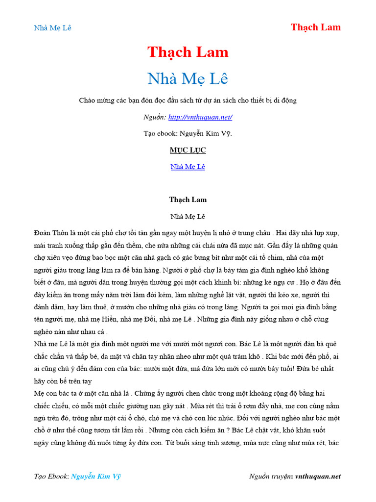 (123doc) - Nha-Me-Le-Thach-Lam | PDF
