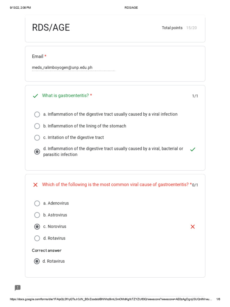 RDS_AGE_PEDIA_QUIZ | PDF | Preterm Birth | Microbiology