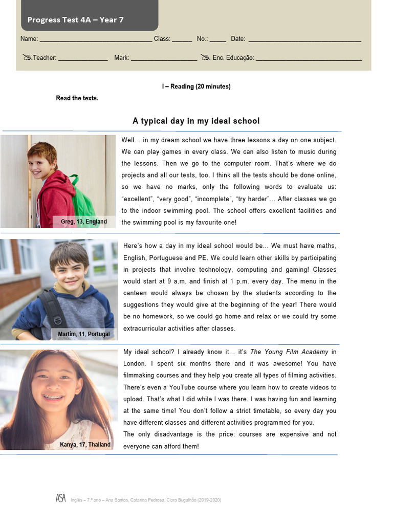 School and Typical Day | PDF