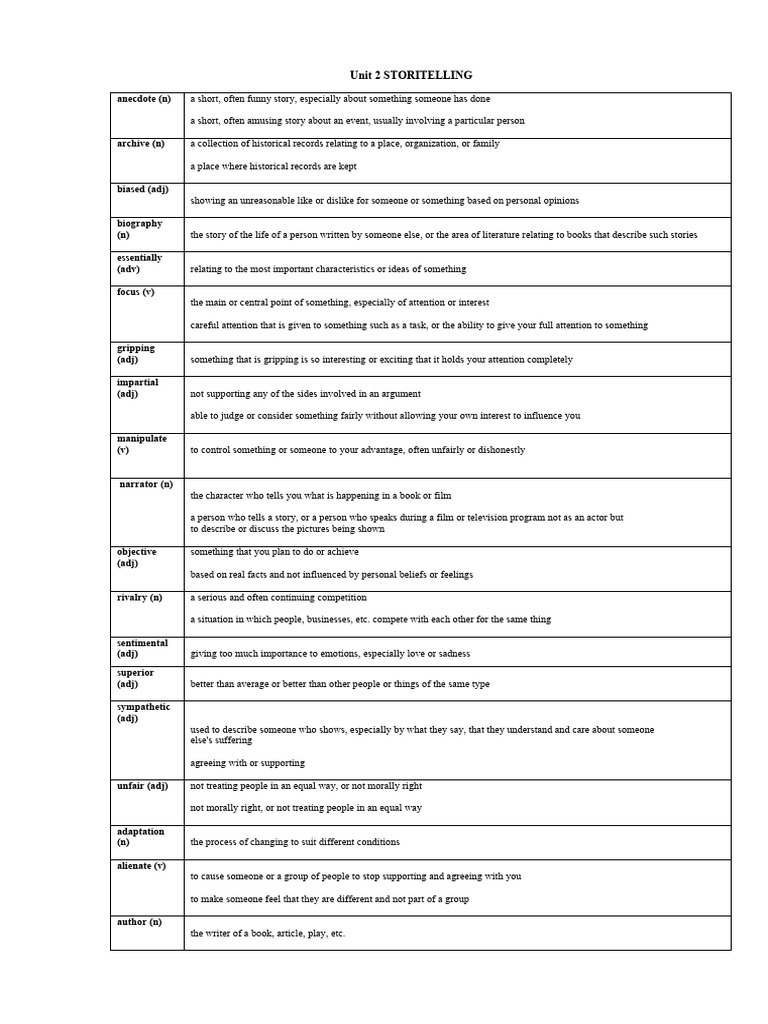Unit 2 STORYTELLING | PDF | Storytelling