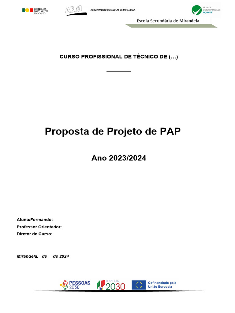 Modelo de Proposta de PAP 2024 | PDF